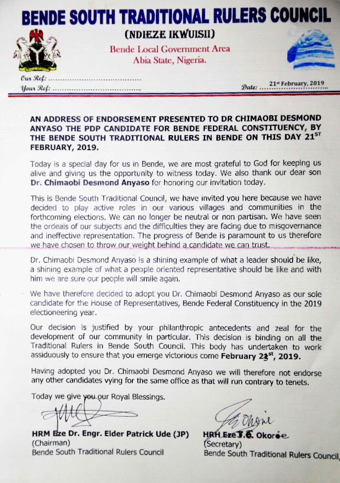 Barely 48 hours to elections, Bende South (Ikwuisii) Council Of ...